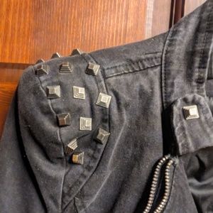 Jackets & Coats | Eropean Designer Denim Zipper Stud Motorcycle Jacket ...